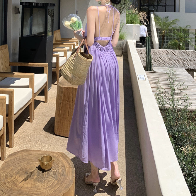 Backless Bud Loose Halter Neck Holiday Dress – DRESSVY