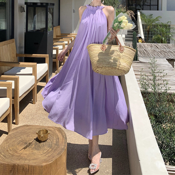 Backless Bud Loose Halter Neck Holiday Dress – DRESSVY