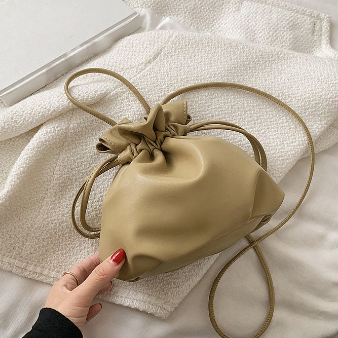 Drawstring Casual Mini Soft Leather Shoulder Bag – DRESSVY