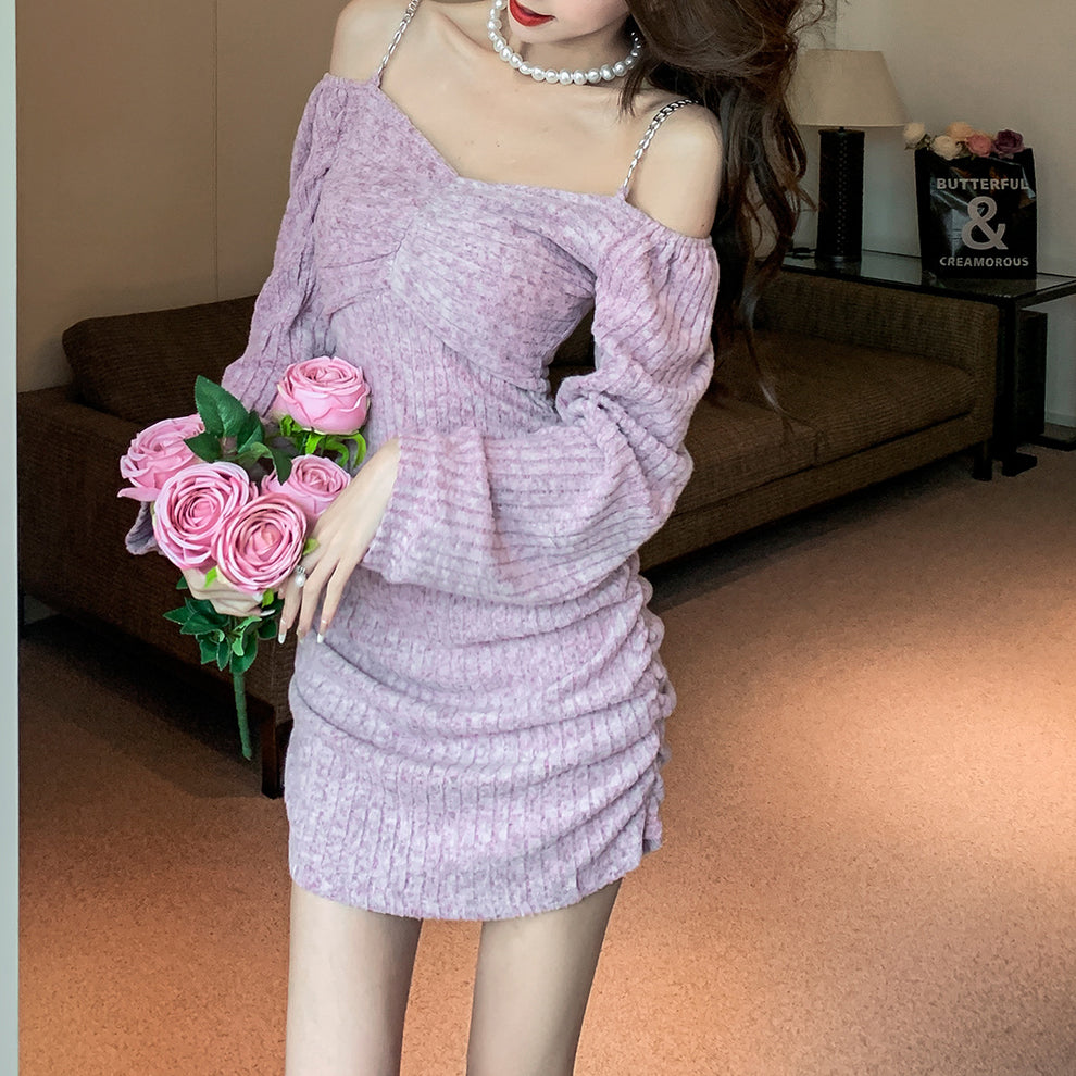 Sexy Off-Shoulder Sling Knit Dress – DRESSVY
