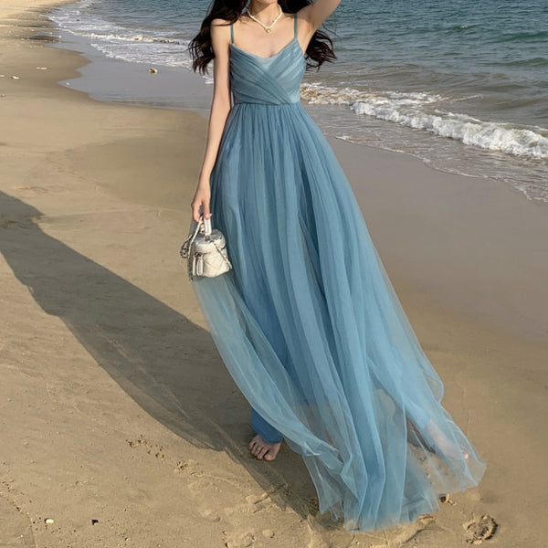 Seaside Vacation Beach Solid Color Dress – DRESSVY