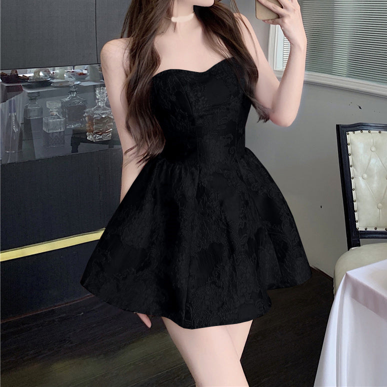 Vintage Rose Tube Top Slim Puff Cocktail Dress – DRESSVY