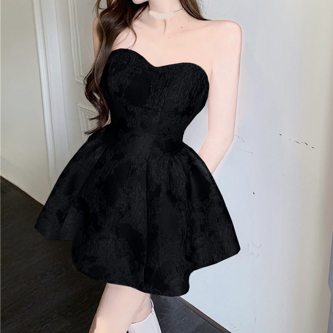 Vintage Rose Tube Top Slim Puff Cocktail Dress – DRESSVY